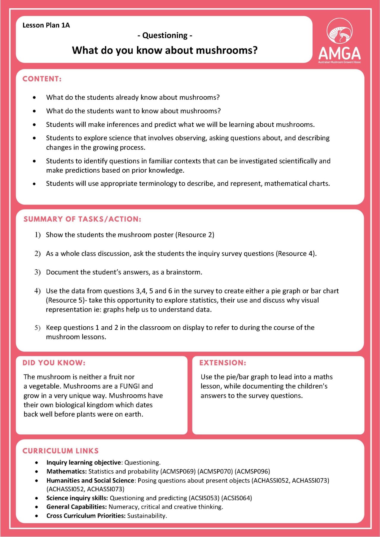 Mushrooms in Schools - Australian Mushroom Growers