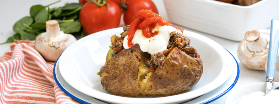 Mushroom and Beef Blended Stuffed Spuds - Australian Mushroom Growers