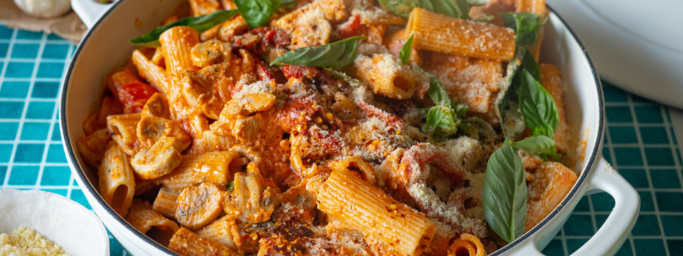 Creamy Tomato Rigatoni - Australian Mushroom Growers